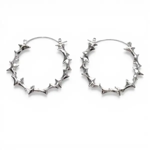 JAGGED HALO JEWELRY Yennefer Spike Medium Earrings White Gold - Silver