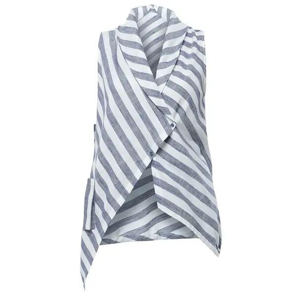 METAMORPHOZA Blue / White Sleeveless Top In White And Blue Stripes - Blue/white