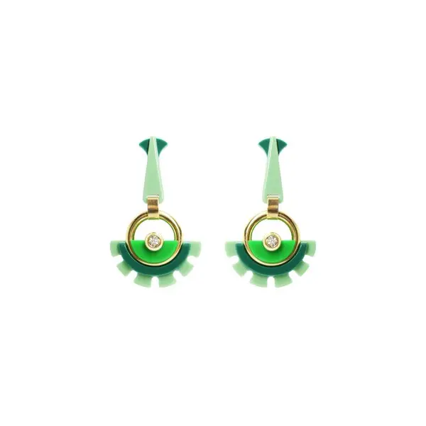 GISSA BICALHO Acrylic Handmade Earring Indaiá Pale - Green