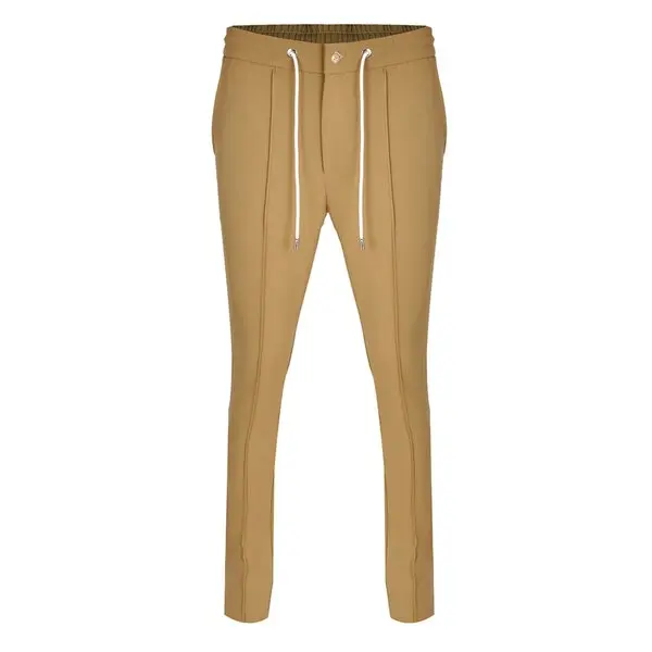 DAVID WEJ Ashford Plain Smart Drawstring Trousers Biege - Brown