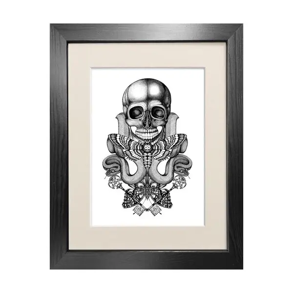 EMILY CARTER Death's Head' Fine Art Print A5 - Black