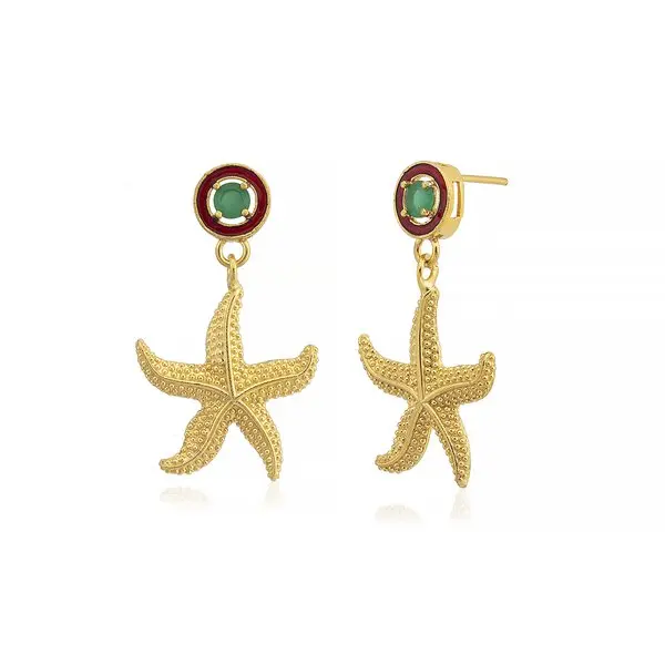 MILOU JEWELRY Starfish Drop Earrings - Red