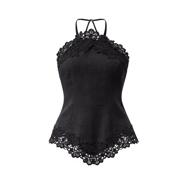 MAVLO Midnight Bloom Embroidered Top - Black