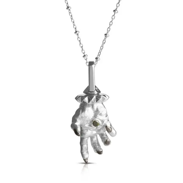 KASUN LONDON Hand Of The Protector Pendant October Tourmaline - Silver