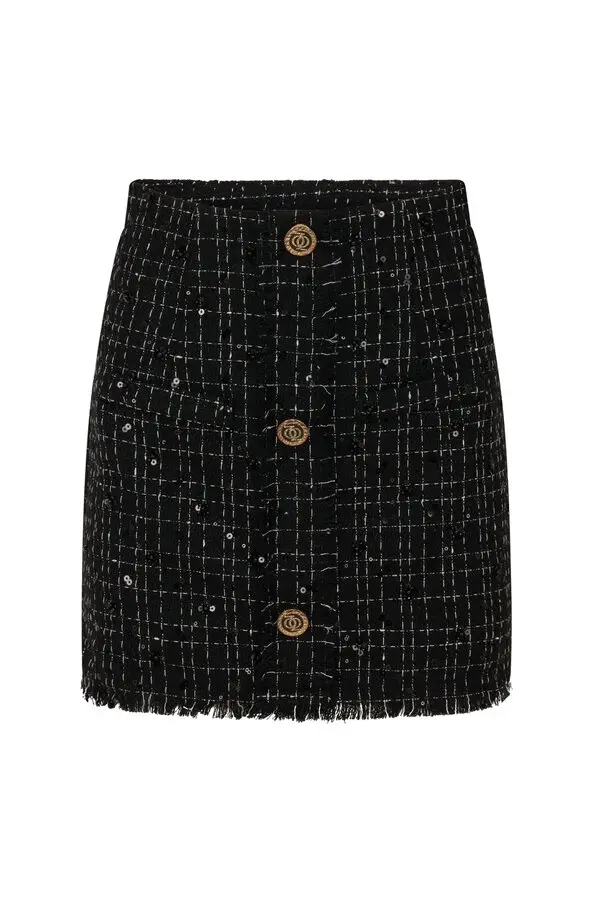 GOD SAVE QUEENS Asap Tweed Skirt - Black