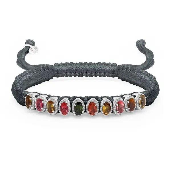 CARAVAN OF STONES Dark Olive Gunmetal Mini Lisse Bracelet - Grey
