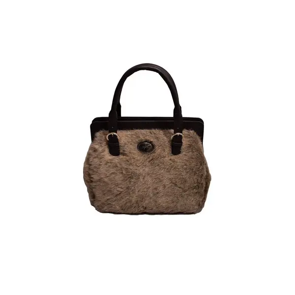 CHANEL JOAN ELKAYAM Faux Fur Leather Nonna Bag - Brown