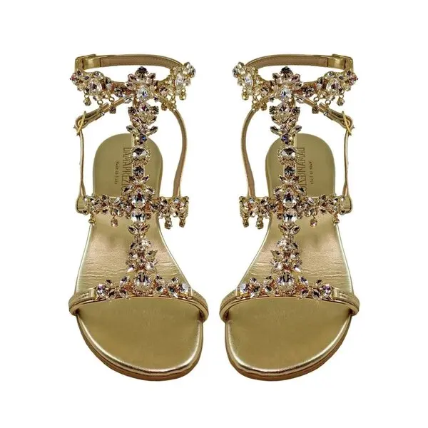 DAMAPREZIOSA Matilde Crystal-embellished Vegan Jewel Sandal - Gold
