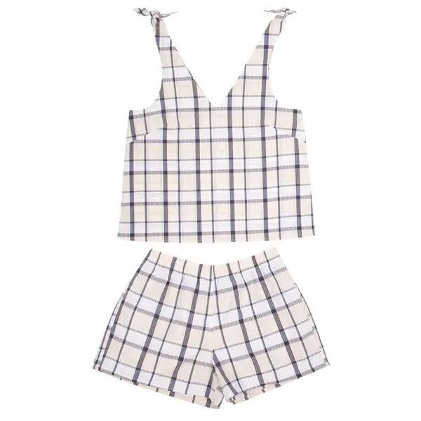LE COLONEL Neutrals / Beige Tiles Seersucker Pyjama Set - Grey