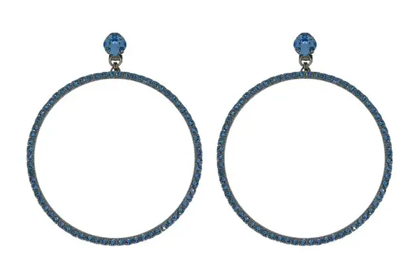 VICKISARGE The Jumbo Hoop Earrings In Platinum Clip - Blue