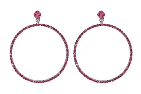 VICKISARGE The Jumbo Hoop Earrings In Platinum Clip - Pink