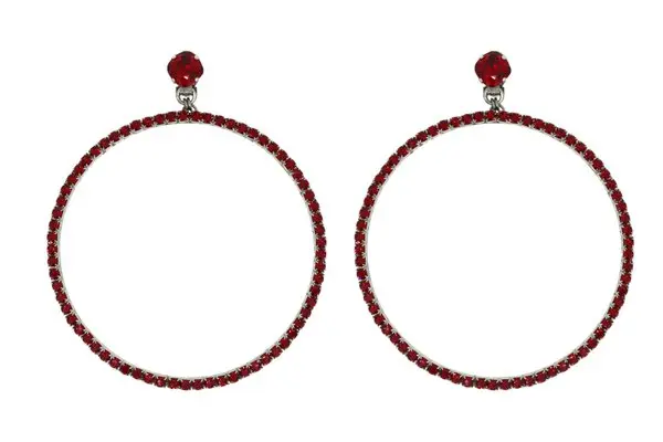 VICKISARGE The Jumbo Hoop Earrings In Platinum Clip - Red