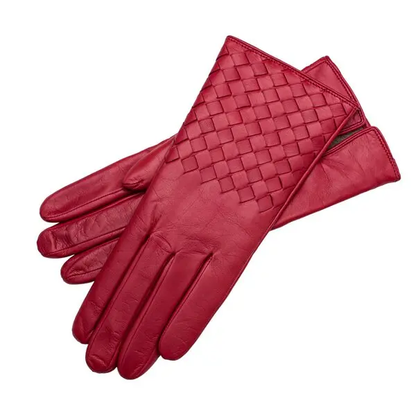 1861 GLOVE MANUFACTORY Trani Woven Leather Gloves - Red