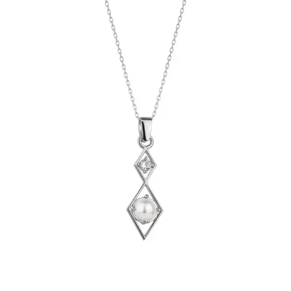 SPERO LONDON Sterling Rhombus 3d Pearl Necklace - Silver