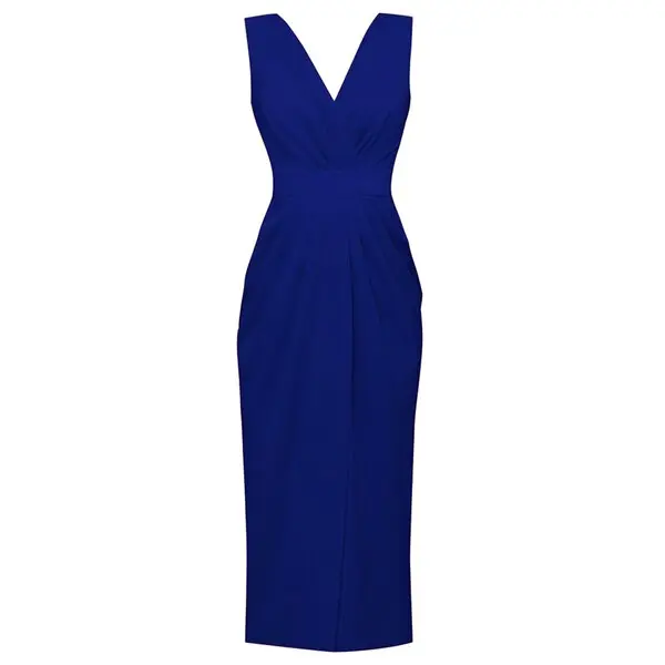 ALINA CERNATESCU Alaya Midi Drapped Cocktail Dress - Blue