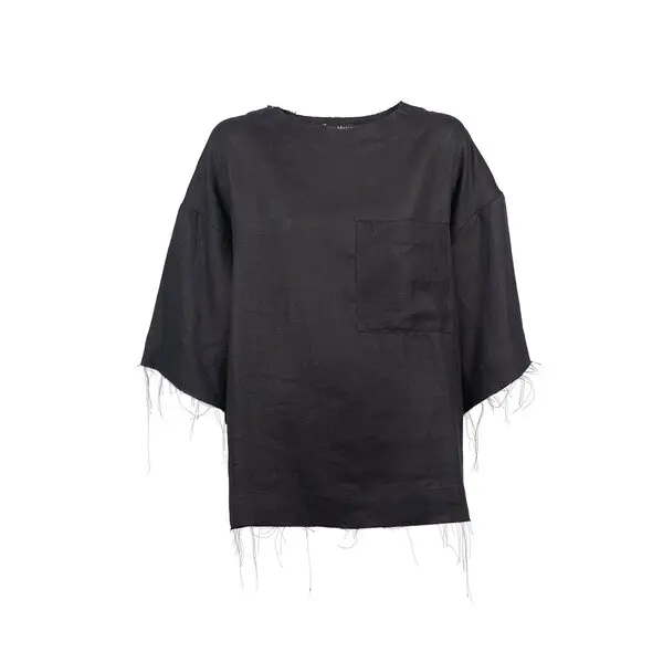 UNA BERZINA Linen Oversized T-shirt - Black