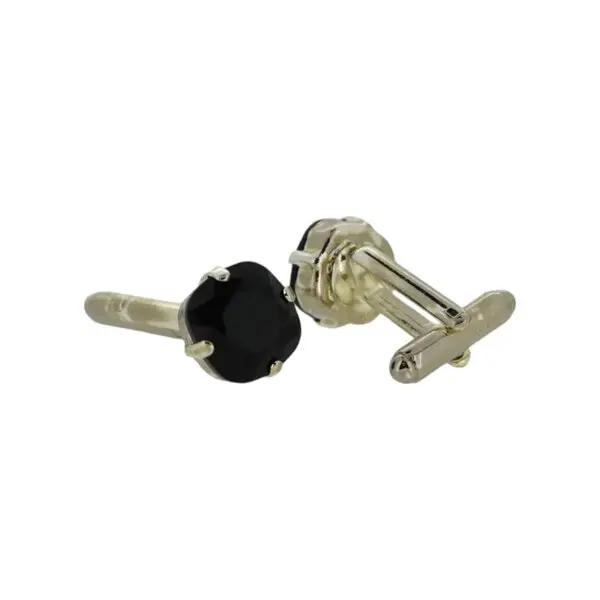 VICKISARGE Black / Silver The Black Stud Cufflink In Platinum - Black/silver