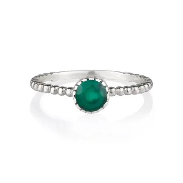 CHARLOTTE'S WEB JEWELLERY Rawa Silver Stacking Ring Onyx - Green