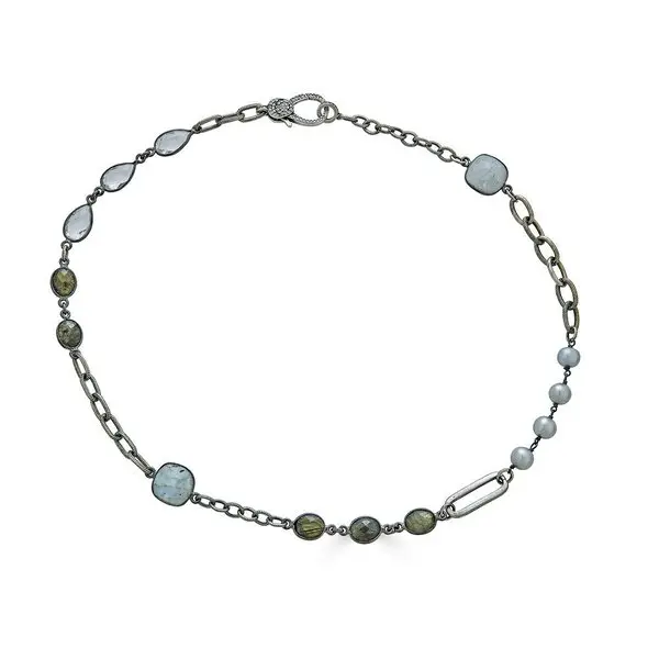 LONI PAUL JEWELRY Moonstone, Labradorite, Crystal & Pearl Short Necklace - Silver