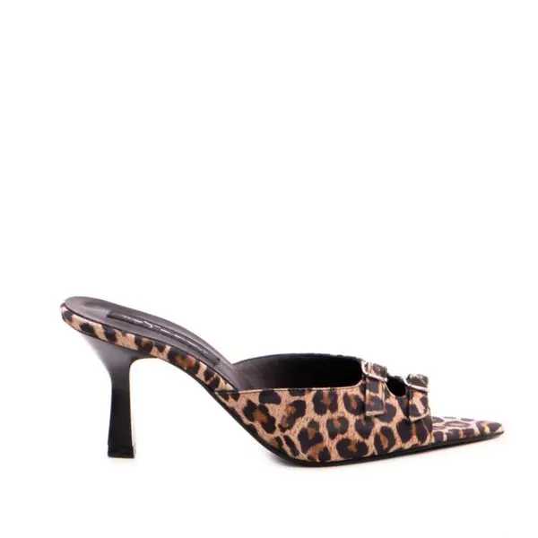 THE 5TH ELEMENT Myra Nude Leather Pointed Mules - Black/brown