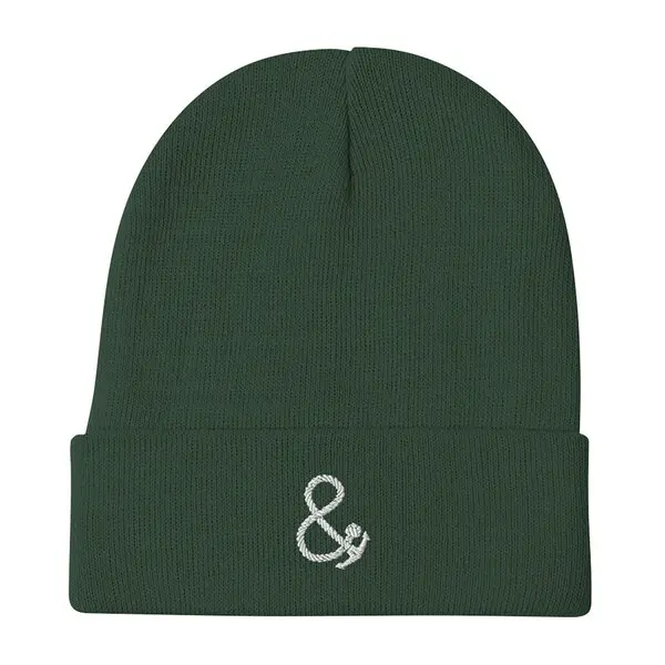 ANCHOR & CREW Dark Ampersand Signature Cotton Blend Embroidered Beanie - Green