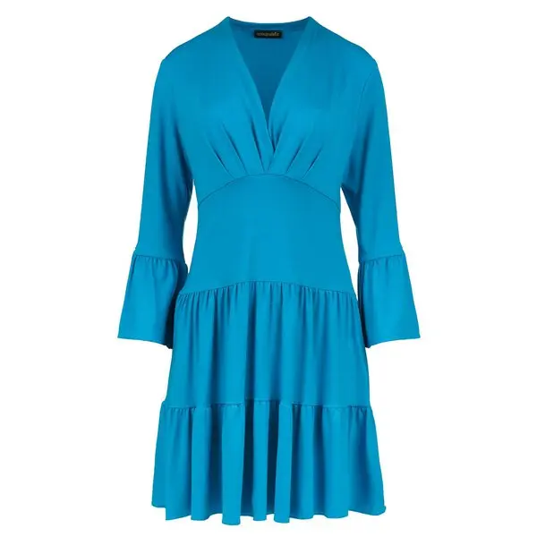 CONQUISTA Turquoise Jersey Tiered Dress - Blue