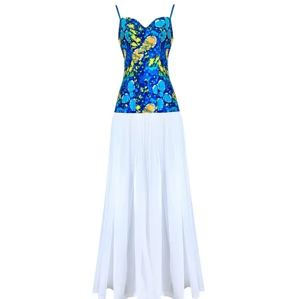 Chuks Collins Ajah Resort Collection: Shoulder Strap Long Dress – Adesewa Bloom - Blue