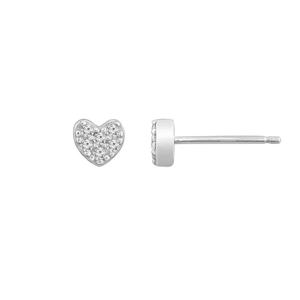 DIAMONBLISS Tiny Stud Earrings, Heart - White