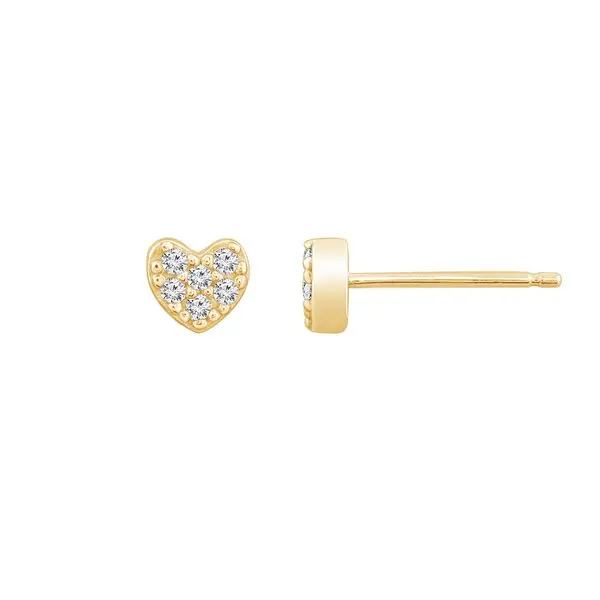 DIAMONBLISS Tiny Stud Earrings, Heart - Yellow