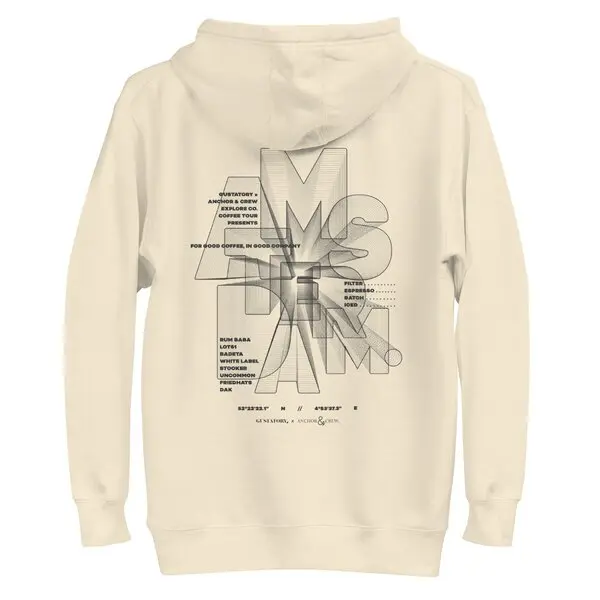 ANCHOR & CREW Neutrals Natural Gustatory Amsterdam Coffee Scene Cotton Blend Embroidered Hoodie - Brown
