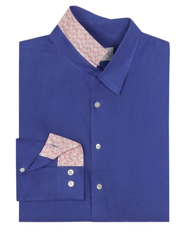 PINK HOUSE Linen Shirt Plain Sax - Blue