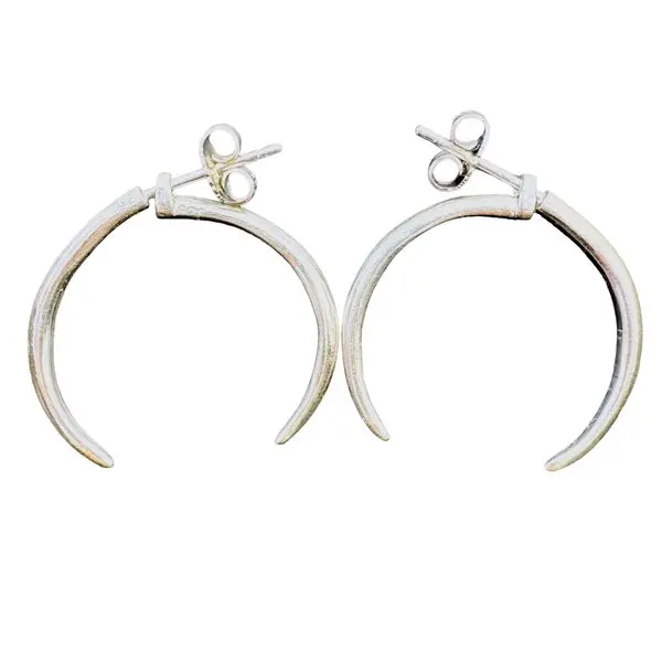 AKI ROC JEWELRY Front-back One Inch Hoop Earrings Sterling - Silver