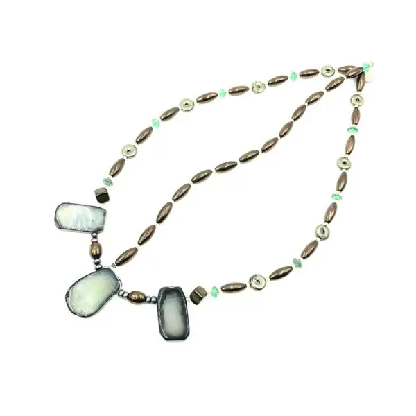 AMY DELSON JEWELRY Blue / Brown / Silver Katherine Agate, Pyrite And Hematite Headdress - Blue/brown/silver