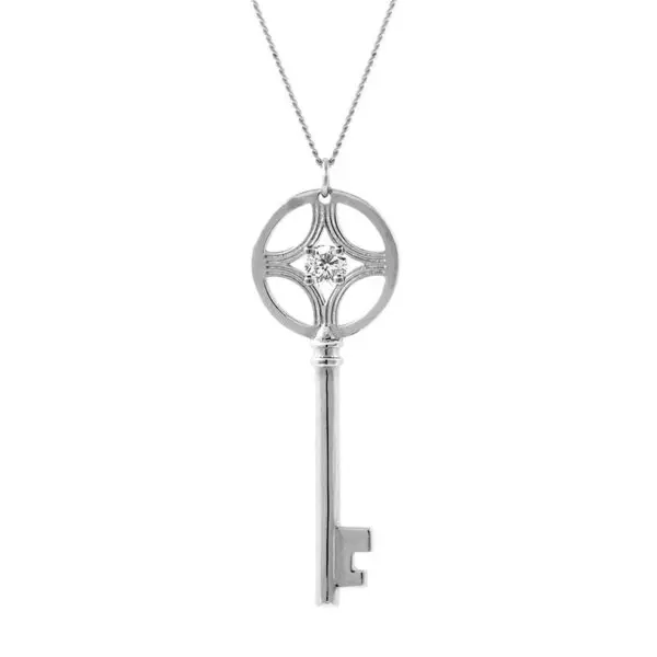 LEE RENEE Diamond Key Necklace - Silver