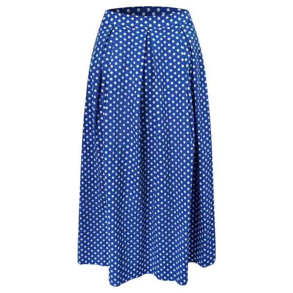 SMART AND JOY Flared Midi Skirt With Polka Dots - Blue