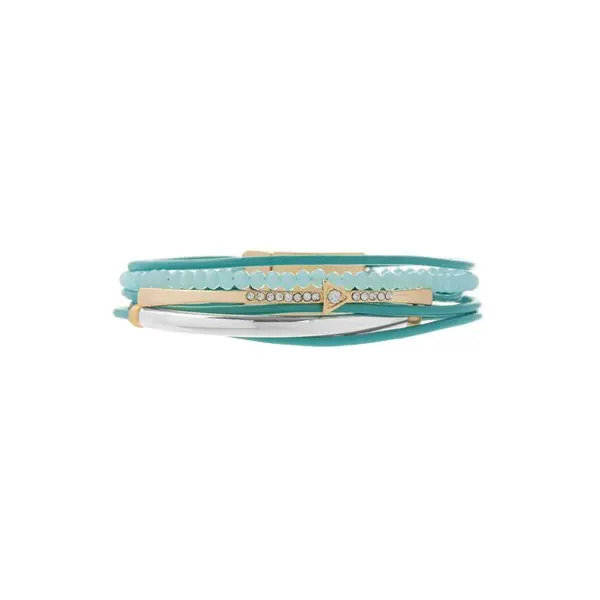 Saachi Leather Golden Arrow Turquoise Bracelet - Green