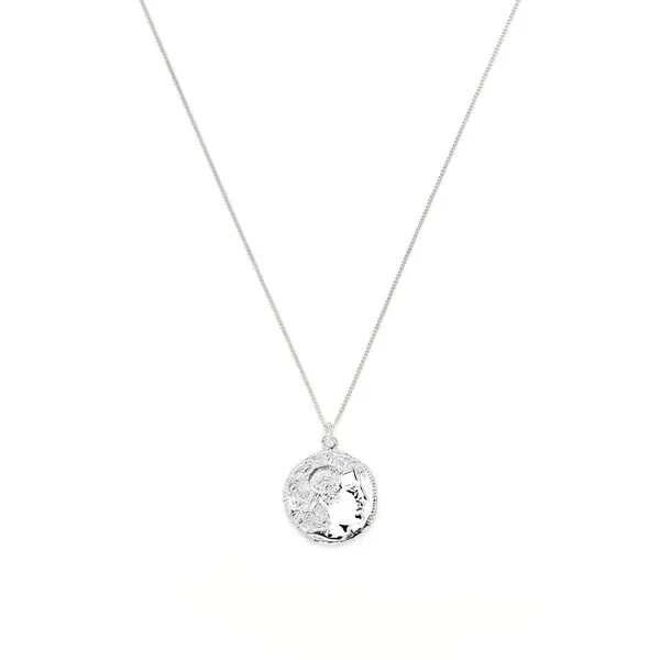 SEVEN SAINTS Alexander The Great Bust Antique Coin Necklace White Rhodium Over Sterling - Silver
