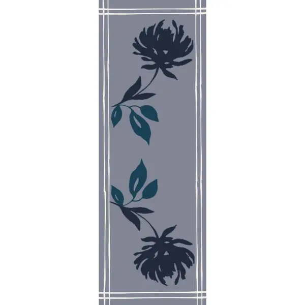 HERITAGEMODA Silver / Grey Luxury Wool-silk Scarf – Hand-painted Silver Grey With Deep Blue & Charcoal Floral Design - Silver/grey