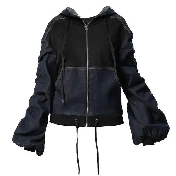METAMORPHOZA Extravagant Denim Jacket With Gathered Sleeves - Blue