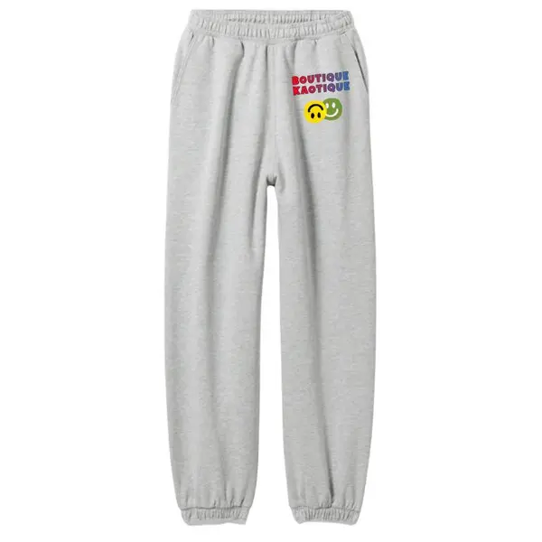 BOUTIQUE KAOTIQUE Happy Happy Organic Cotton Sweatpants - Grey