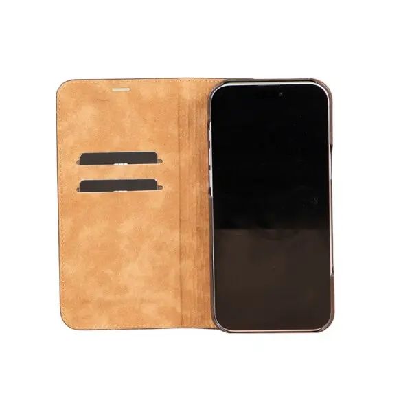 LEATHERE Iphone 16 Series Leather Wallet Case Dark Seoul - Brown