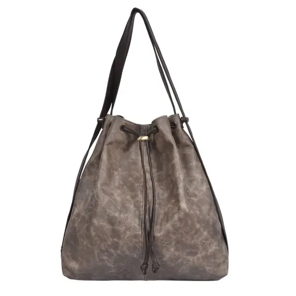 OWEN BARRY Leather Mathilde Backpack/shoulder Bag Manuscript - Grey
