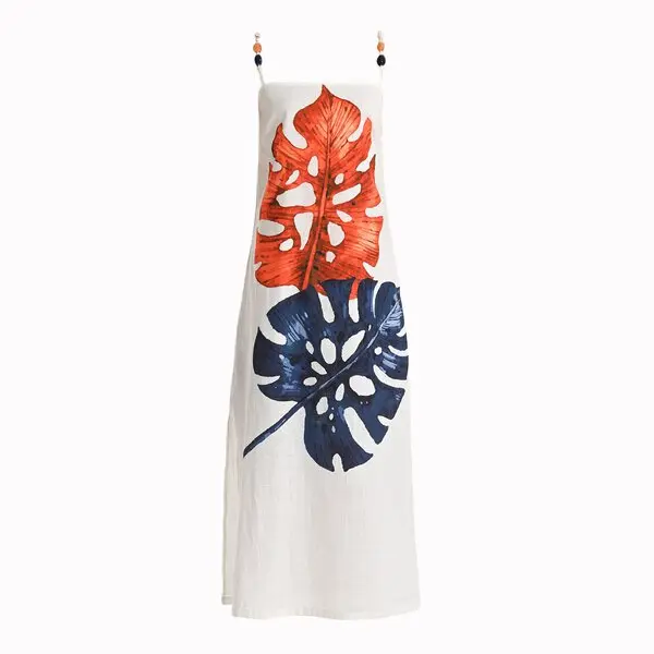 LALIPOP DESIGN Stylised Floral Print Cotton Dress - White