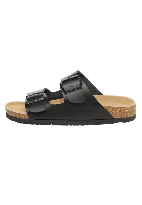EVERAU AUSTRALIA Duck Leather Twin Buckle Sandals - Black