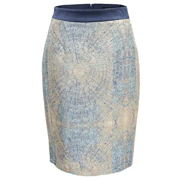 SMART AND JOY Bi-material Brocade Short Skirt - Blue