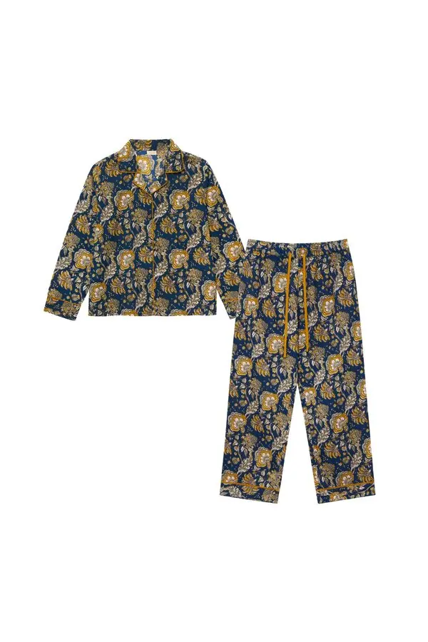 INARA Midnight Marigold Cotton Pyjamas - Blue