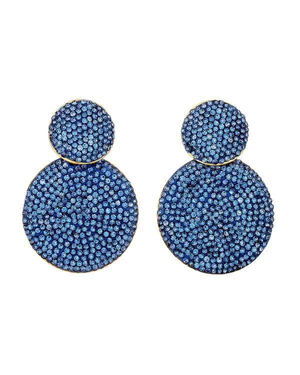 CRYSTALS AND CO Baby Double Drop Earrings - Blue