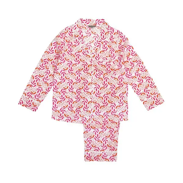 LIME TREE DESIGN Magenta And Leaf & Bud Pyjamas - Orange