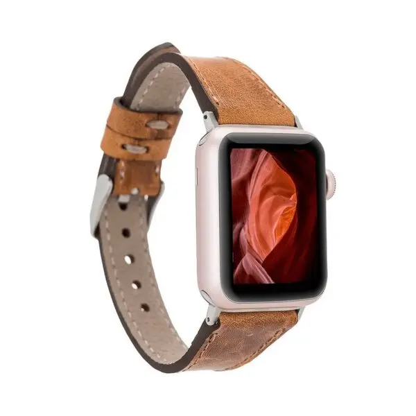 LEATHERE Classic Caramel Leather Apple Watch Band Dallas - Brown