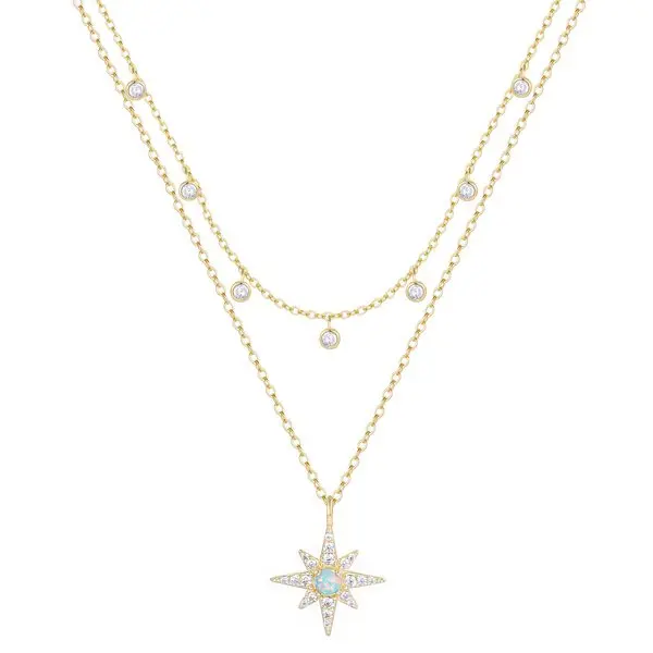 KAMARIA North Star Opal Double Layering Necklace - Gold